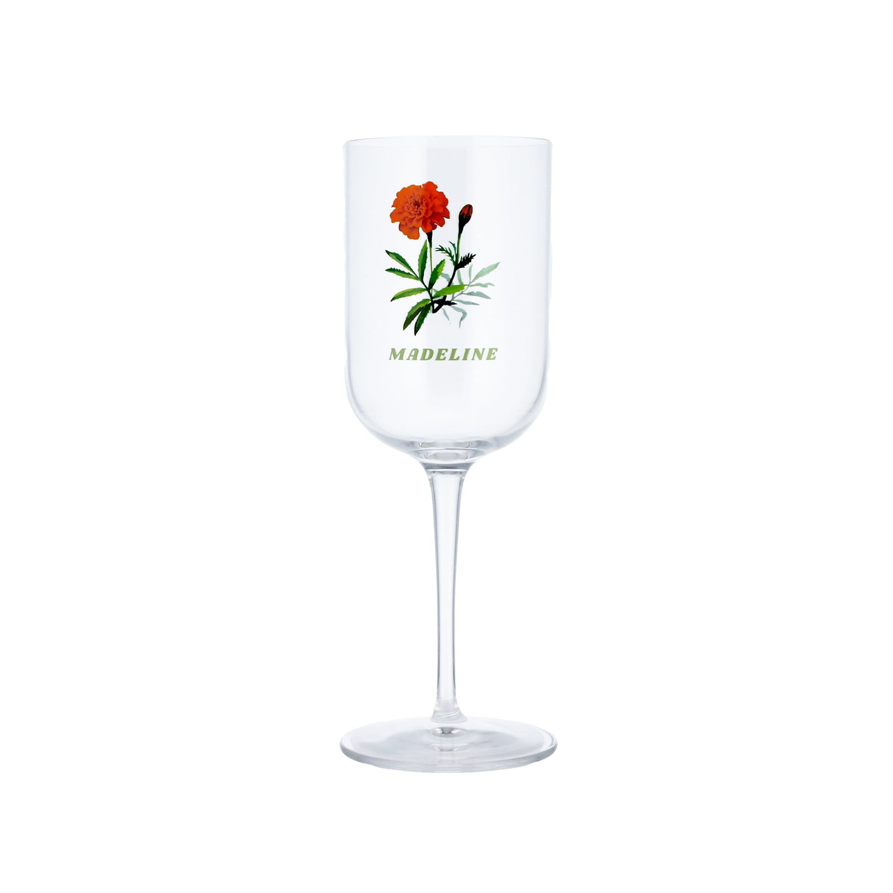 Personalised Birth Month Flower Printed Wine Glass | Proper Goose