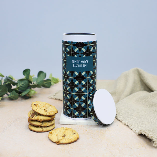 Personalised Geo Tile Biscuit Storage Tin | Proper Goose